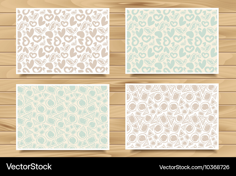 Set of seamless patterns on wood board Royalty Free Vector