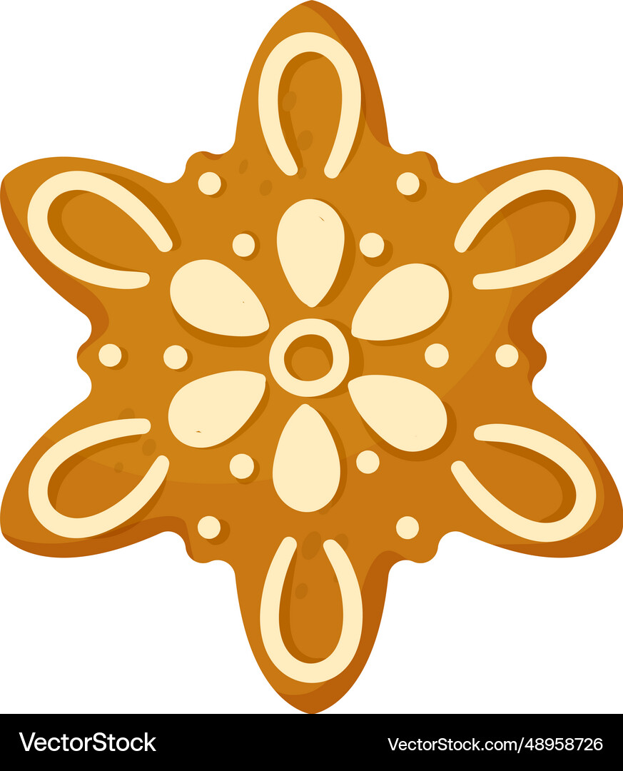 Snowflake gingerbread cookie as winter homemade Vector Image