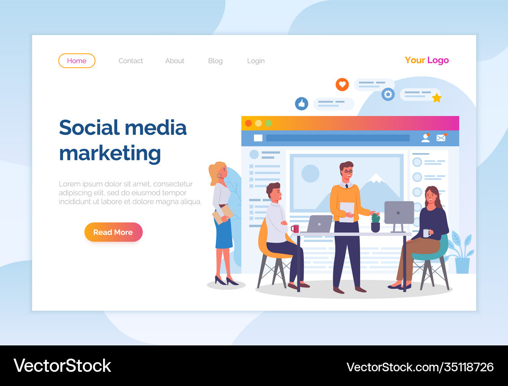 Social media marketing social network development Vector Image