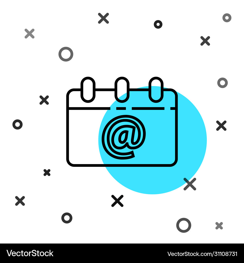 Black line calendar with email icon isolated Vector Image