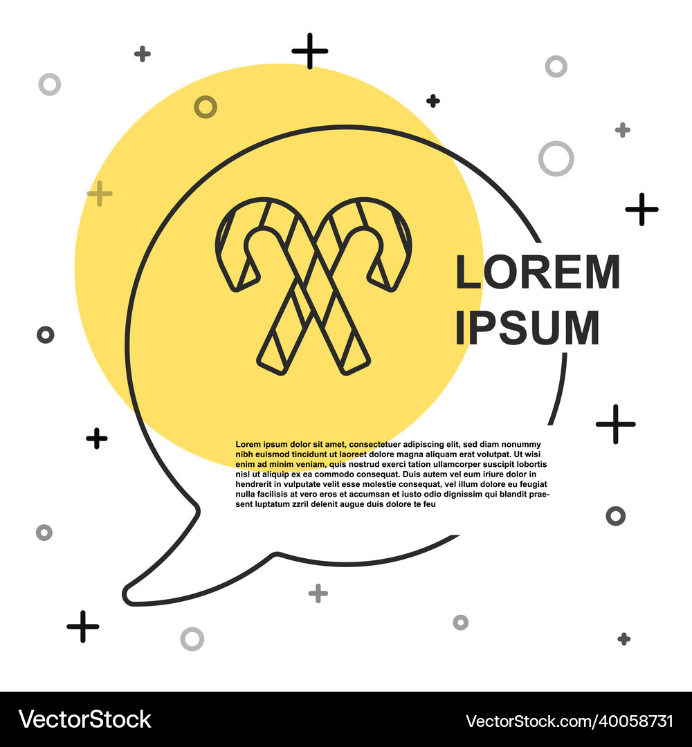 Black line christmas candy cane with stripes icon Vector Image