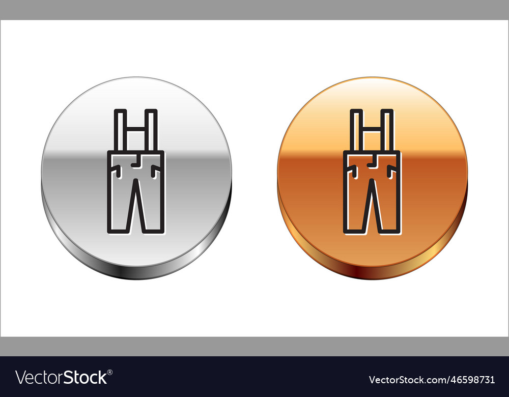 Black Line Pants With Suspenders Icon Isolated Vector Image