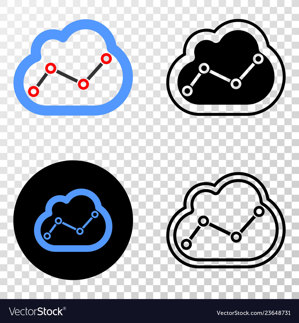 Chart cloud eps icon with contour version Vector Image