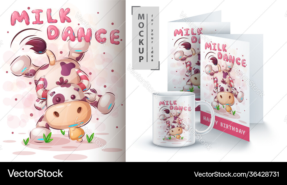 Cow dance - poster and merchandising Royalty Free Vector