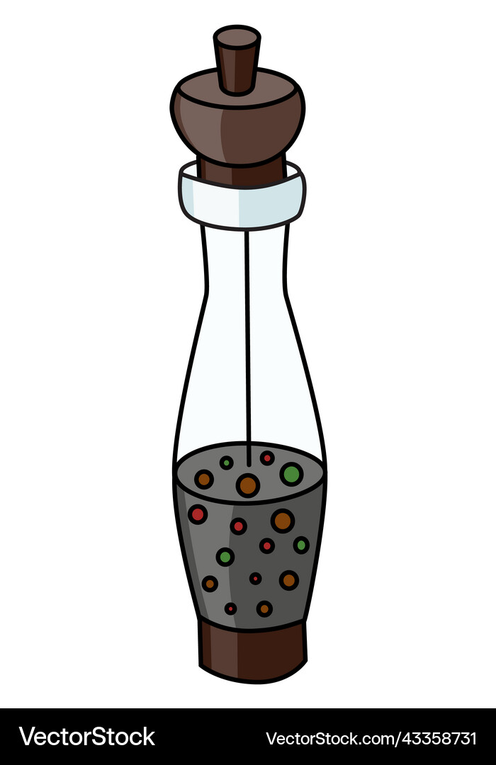 Doodle cartoon pepper spice in a mill condiments Vector Image