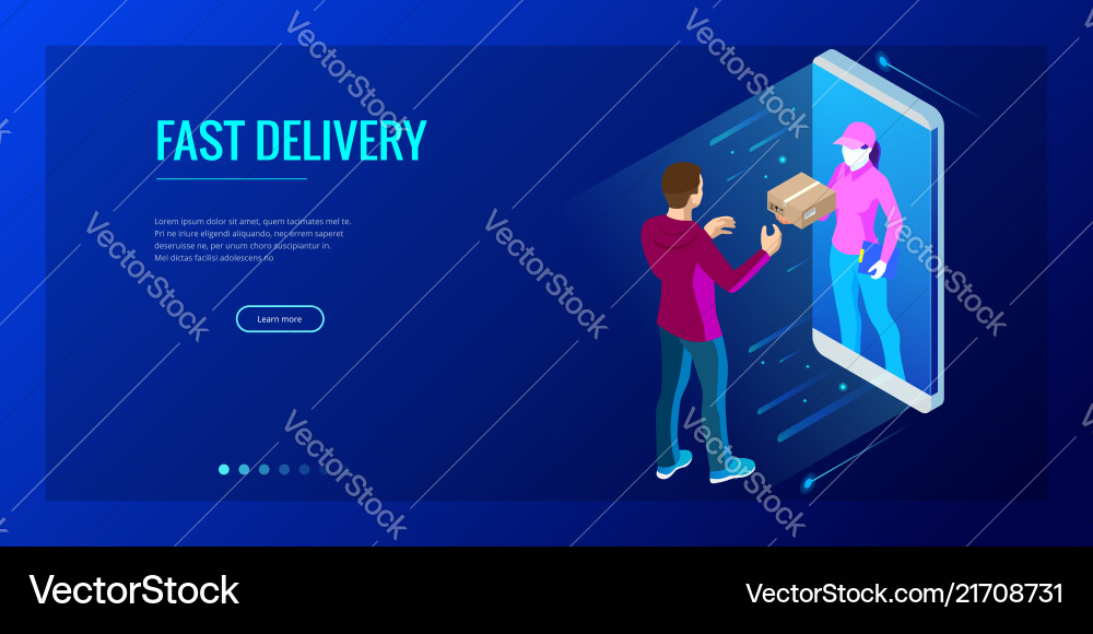 Isometric fast delivery service online delivery Vector Image