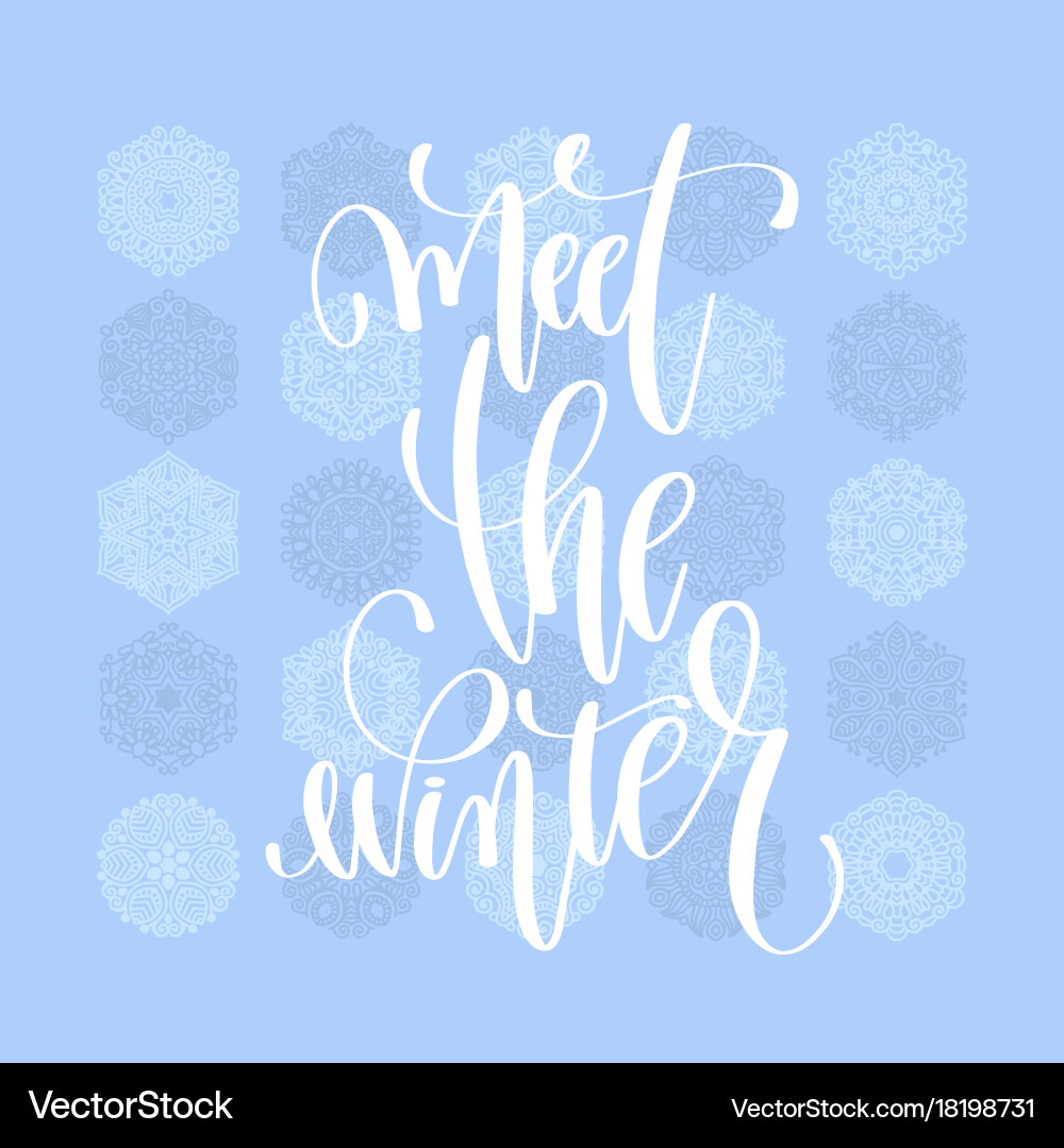 Meet the winter hand lettering motivation Vector Image