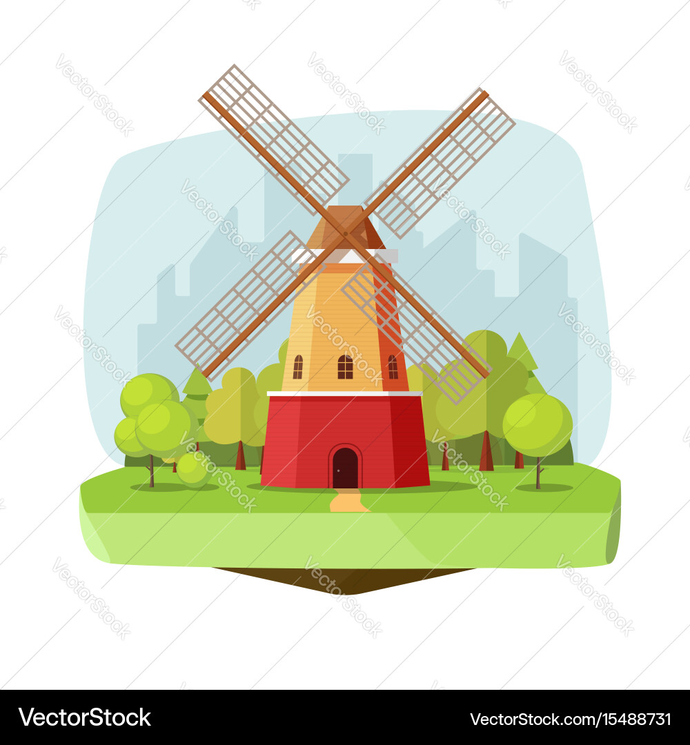 Mill farm on nature landscape Royalty Free Vector Image