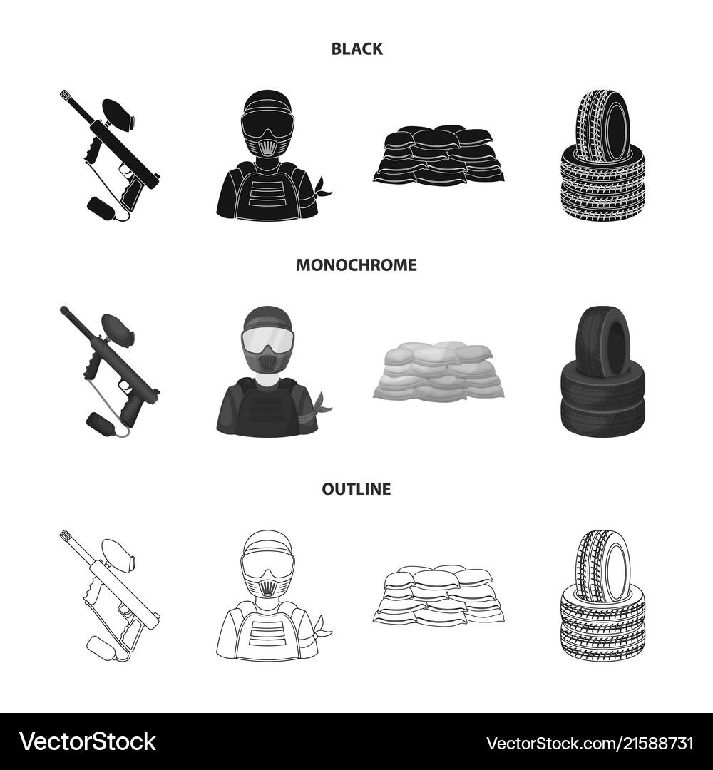 Paintball marker player and other accessories Vector Image