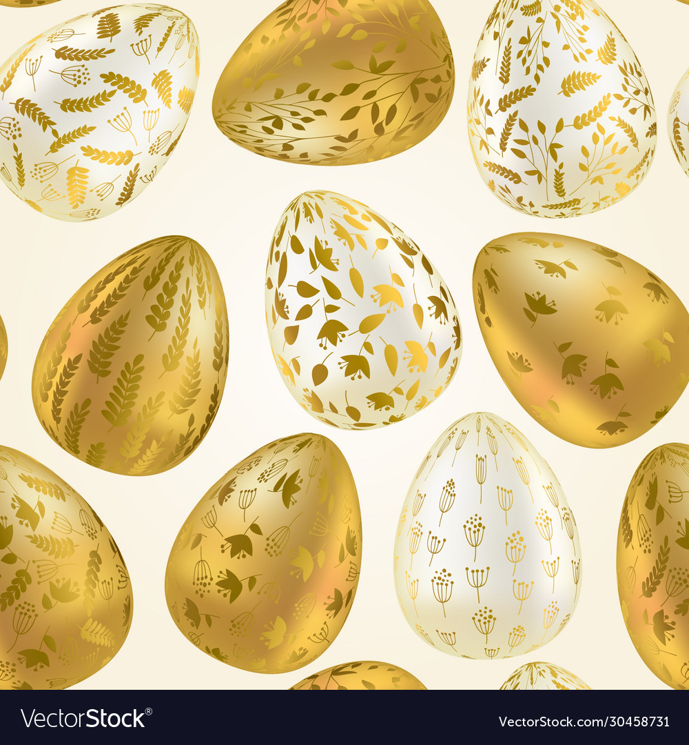 Pattern with realistic easter eggs seamless Vector Image