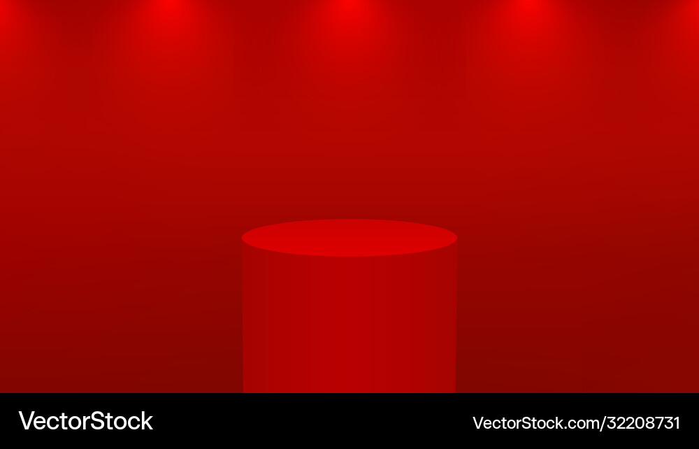 Realistic 3d red podium for product display round Vector Image