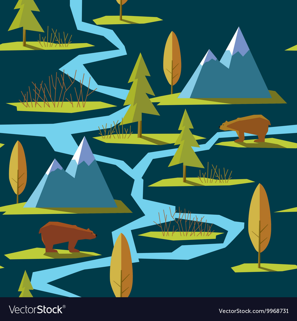 Seamless winter mountain pattern Royalty Free Vector Image