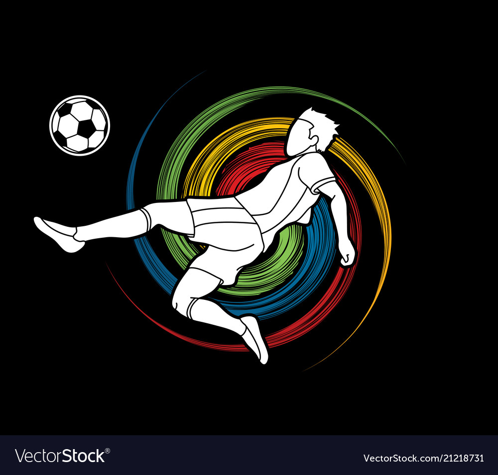 Soccer player somersault kick overhead Royalty Free Vector