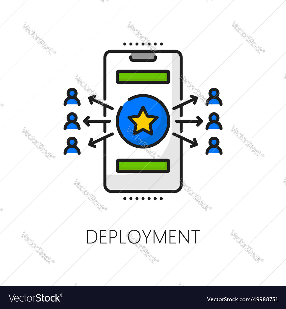 Software deployment mobile app develop line icon Vector Image Software deployment mobile app develop line icon Vector Image