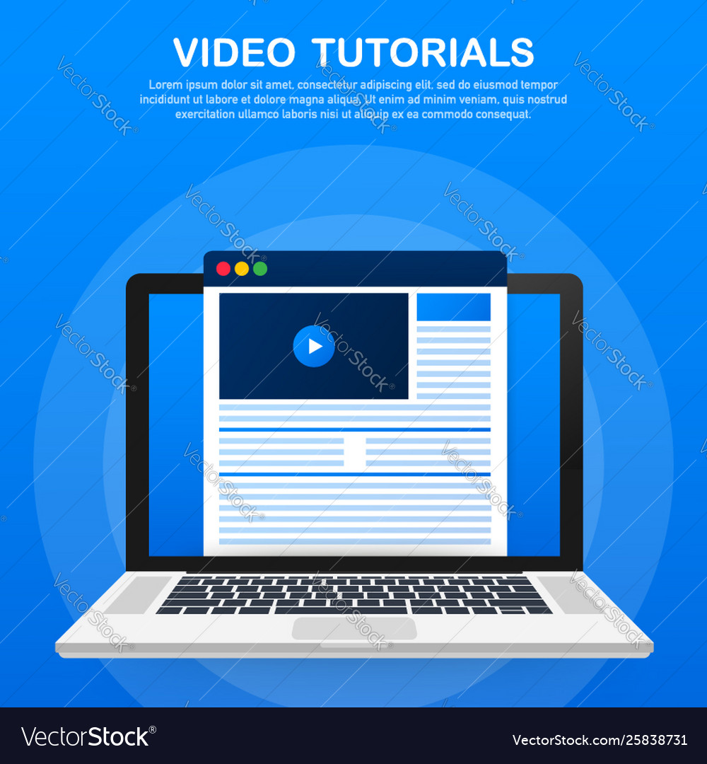 Video tutorials icon concept study and learning Vector Image