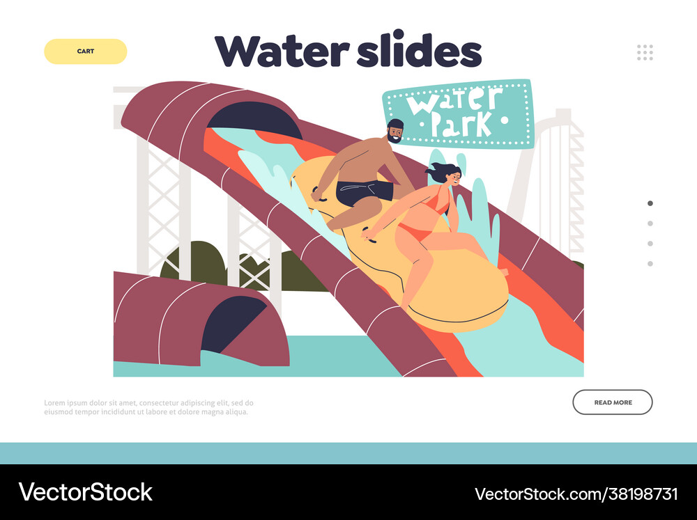Water slides concept landing page with young Vector Image