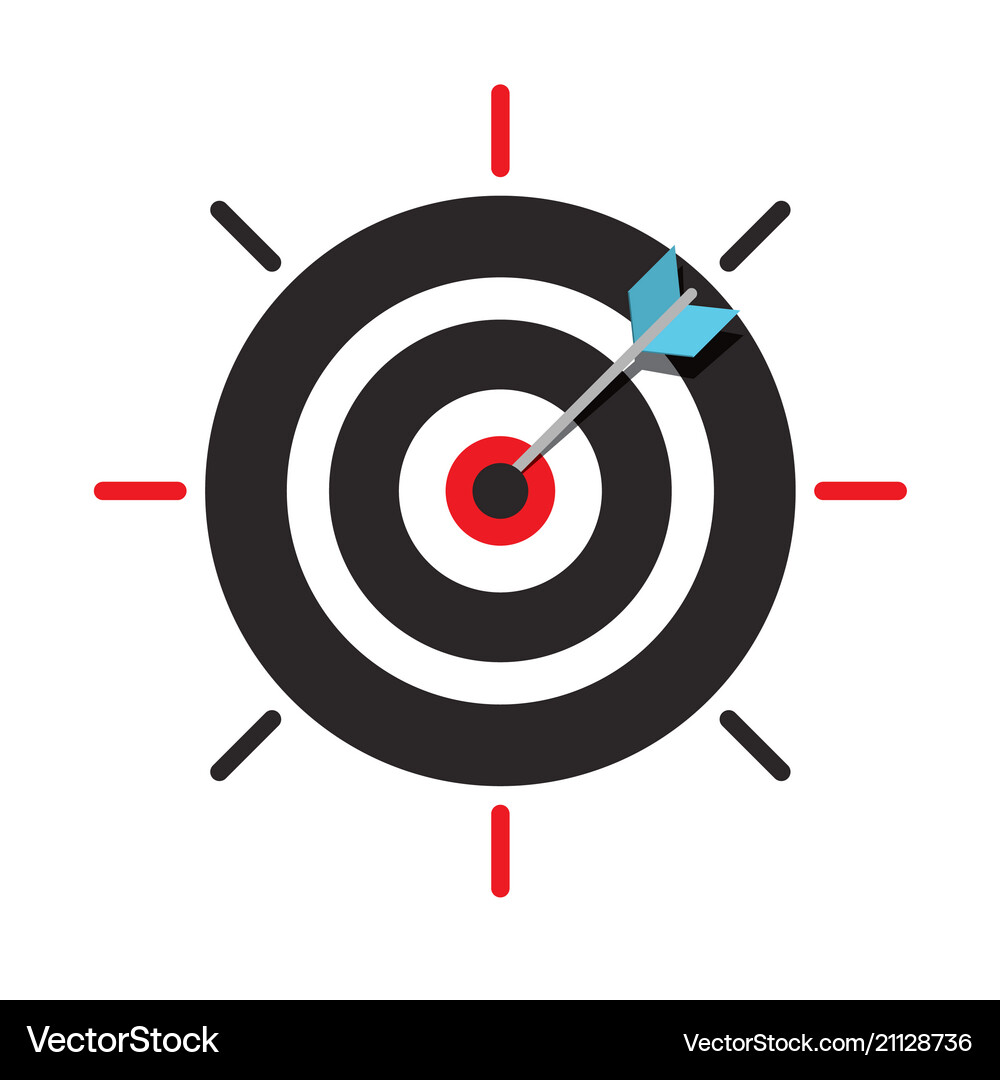 Arrow in target centre icon dart bullseye Vector Image