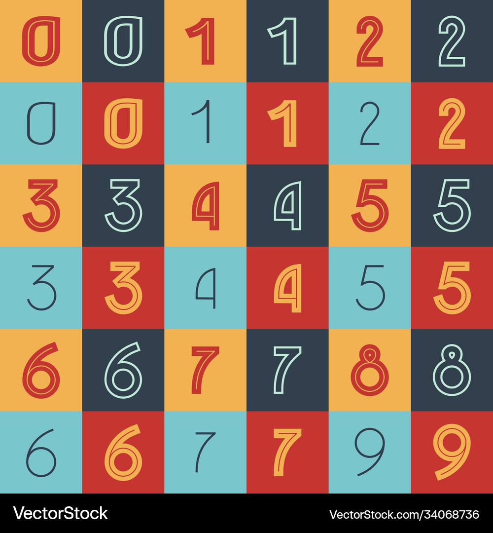 Art deco inspired numbers set with line in the Vector Image