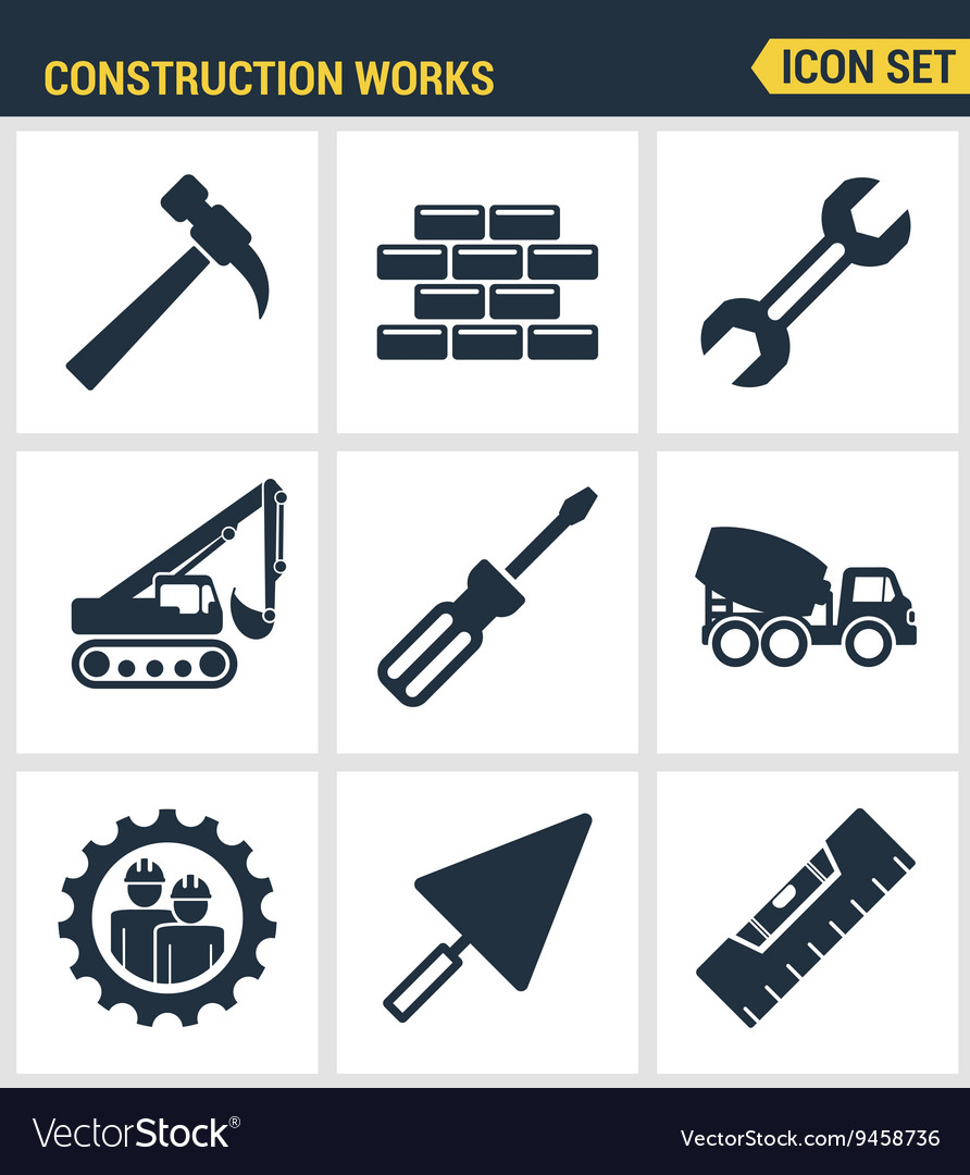 Bau Icon Set - Bauwerkzeuge Lizenzfreies Vektorbild