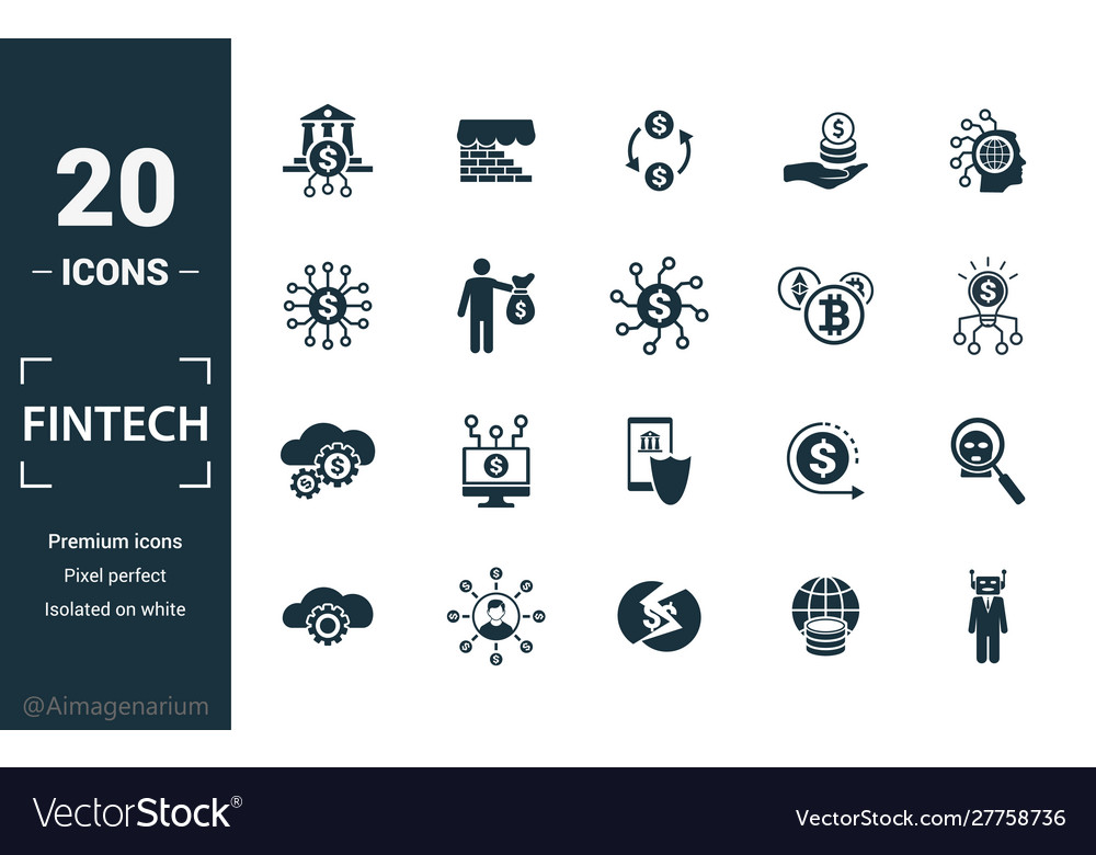 Fintech icon set include creative elements online Vector Image