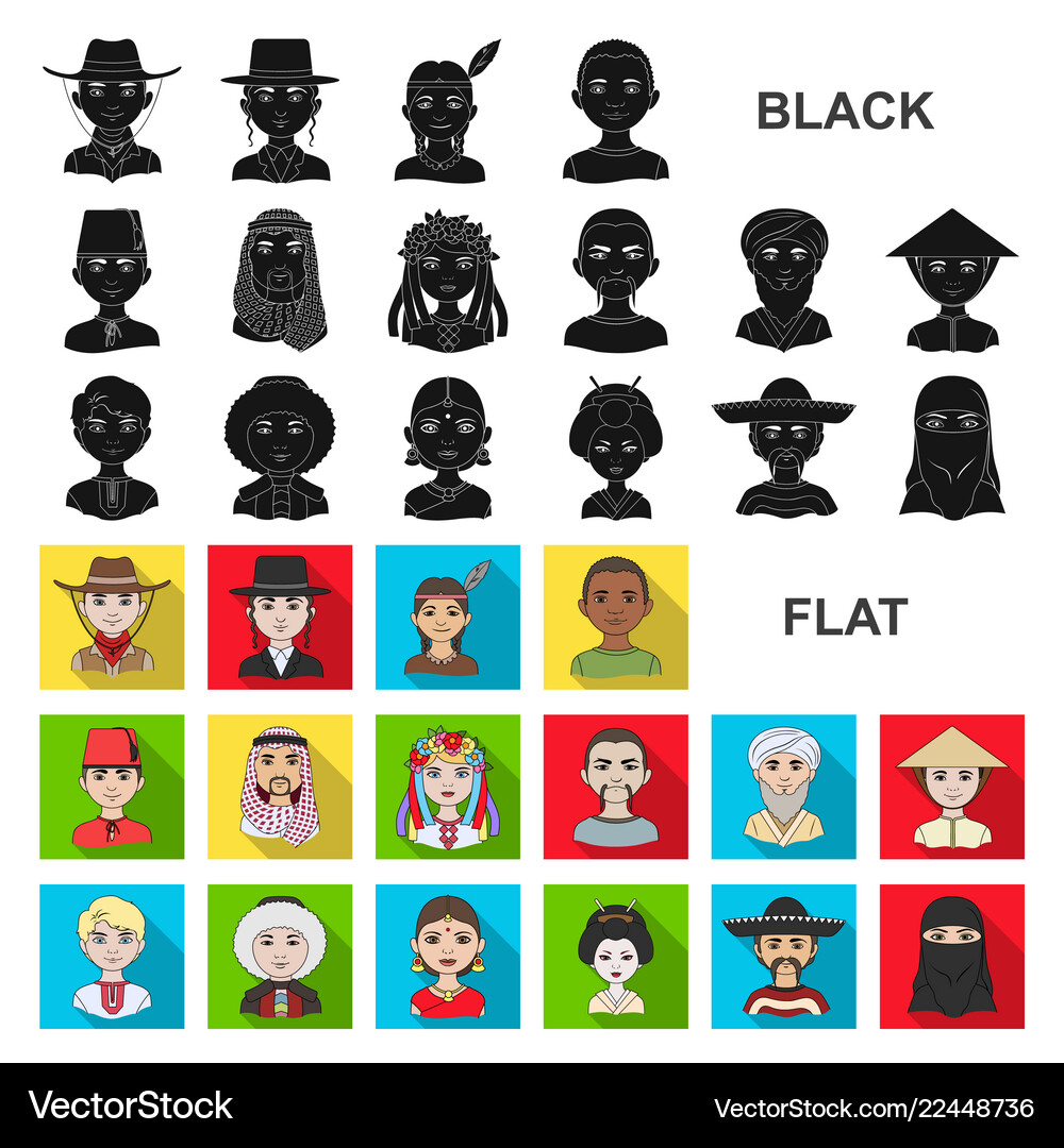 Human race flat icons in set collection Royalty Free Vector