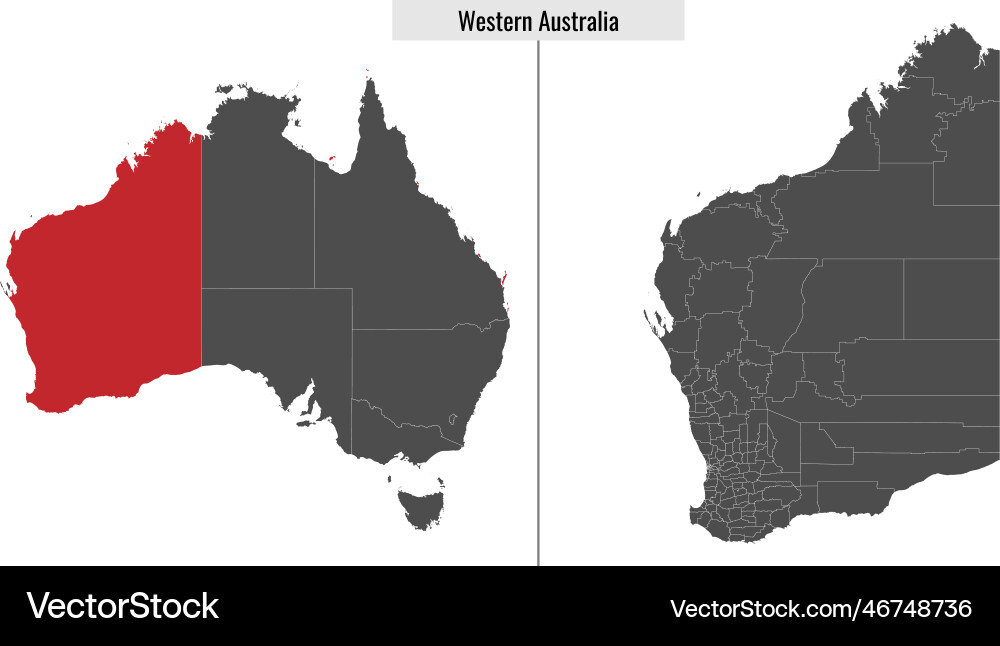 Map of western australia state Royalty Free Vector Image