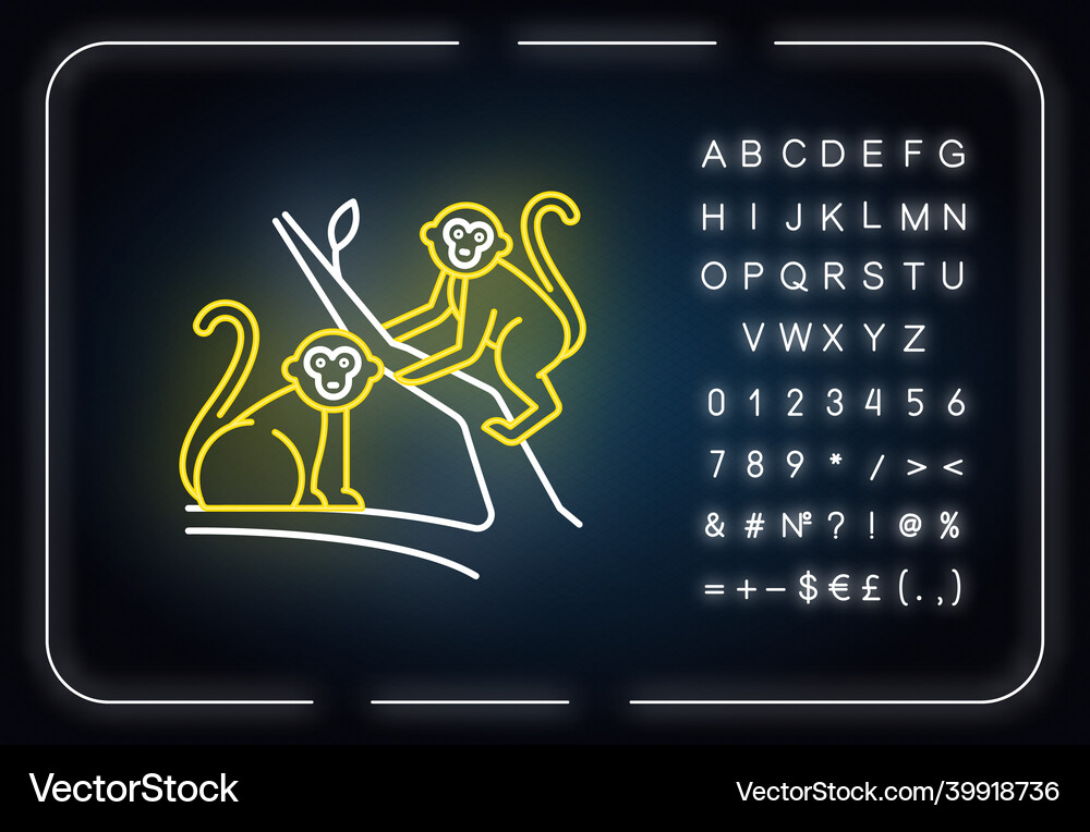 Monkeys in jungle neon light icon tropical Vector Image