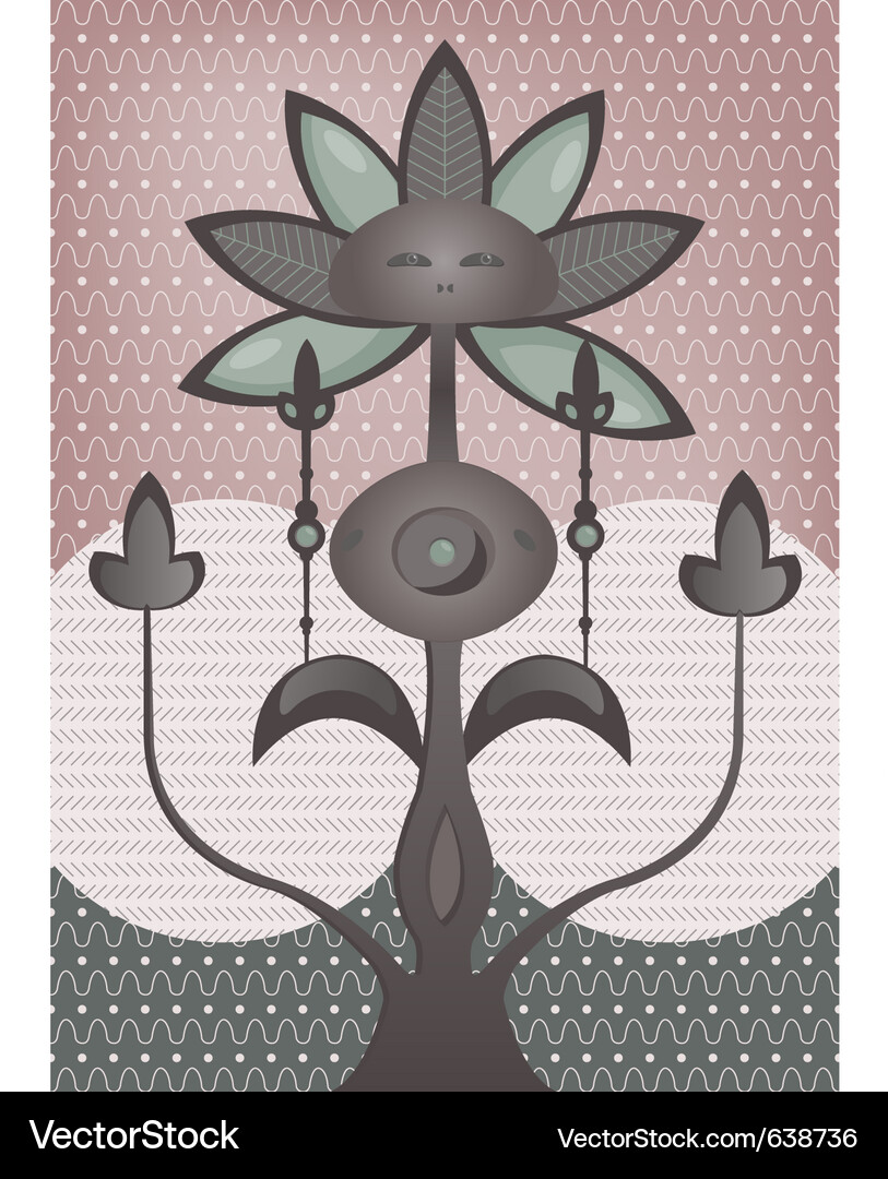 Psychedelic flower tree Royalty Free Vector Image
