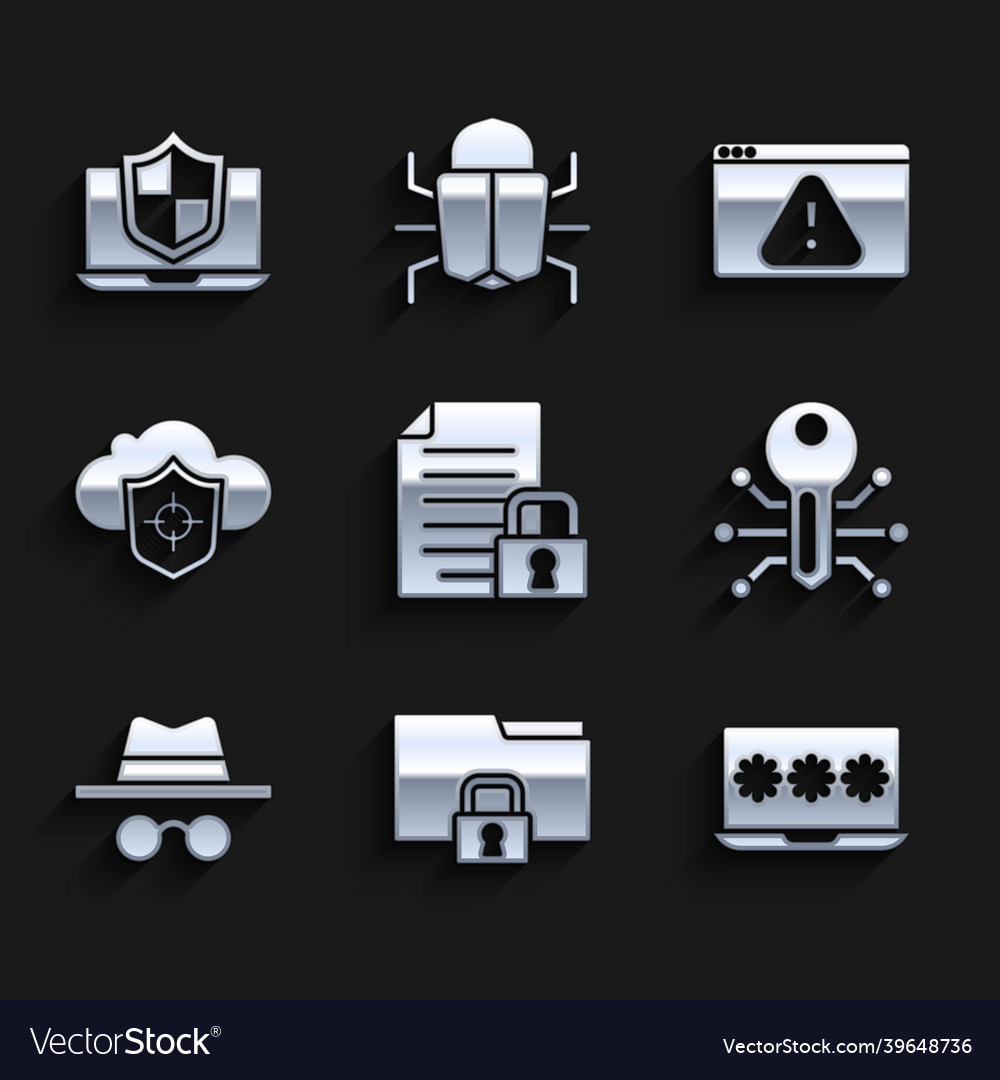 Set document and lock folder laptop Royalty Free Vector Set document and lock folder laptop Royalty Free Vector