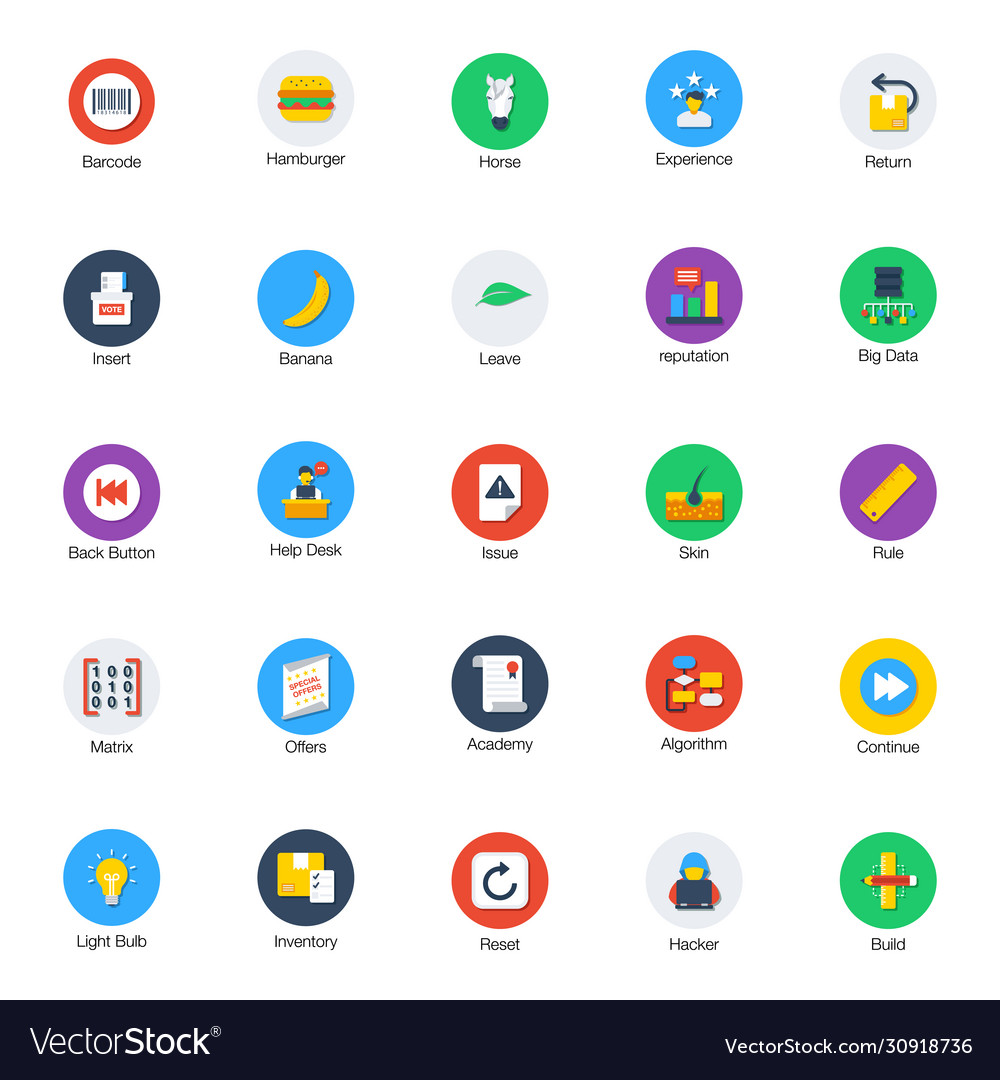 Set flat rounded icons Royalty Free Vector Image Set flat rounded icons Royalty Free Vector Image