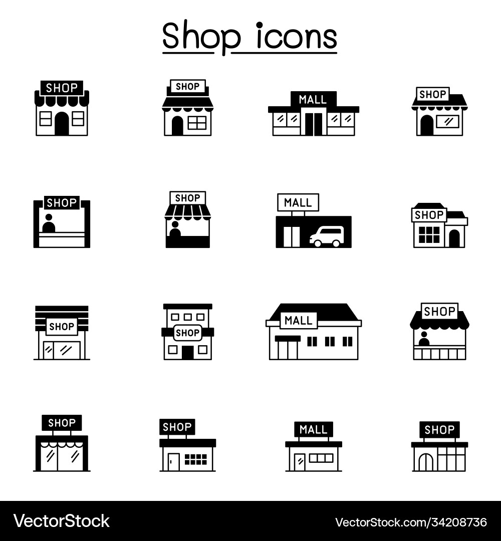 Set shop icons contains Royalty Free Vector Image