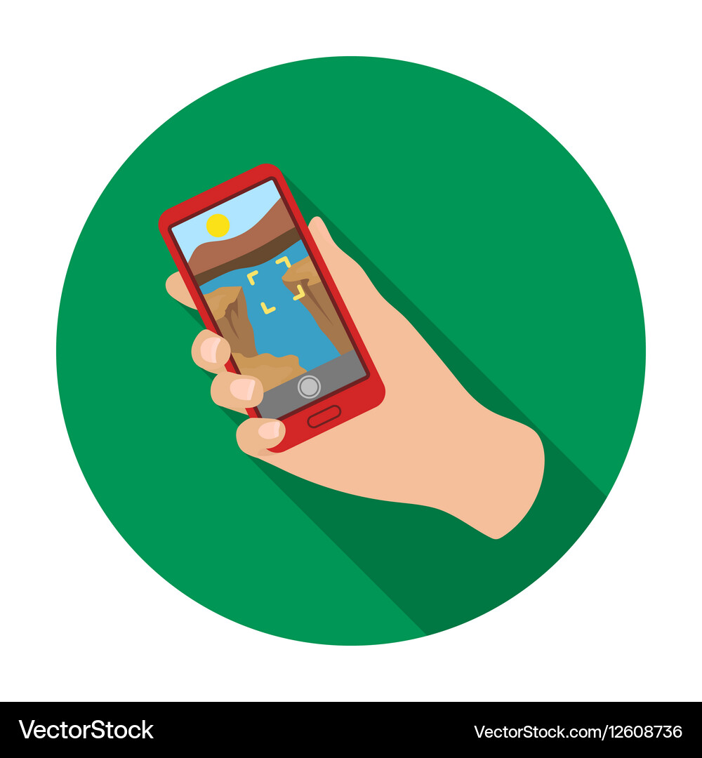 Taking photo on smart phone icon in flat style Vector Image