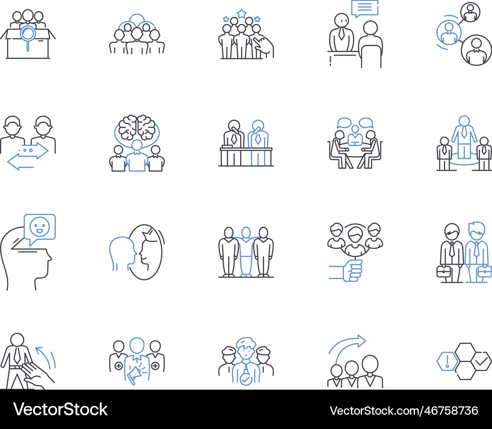 Team building outline icons collection teamwork Vector Image