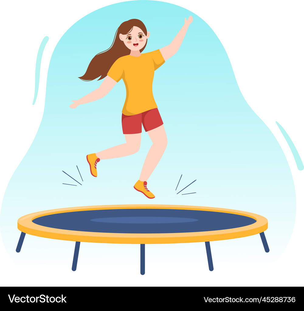 Trampoline with youth jumping on a trampolines Vector Image