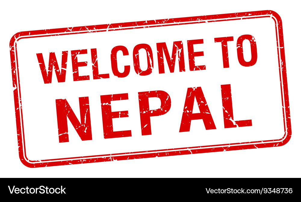 Welcome to nepal red grunge square stamp Vector Image