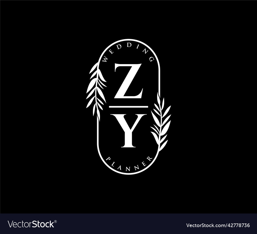Zy initials letter wedding monogram logos Vector Image