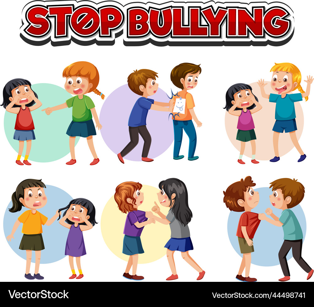 Bullying kids character collection Royalty Free Vector Image
