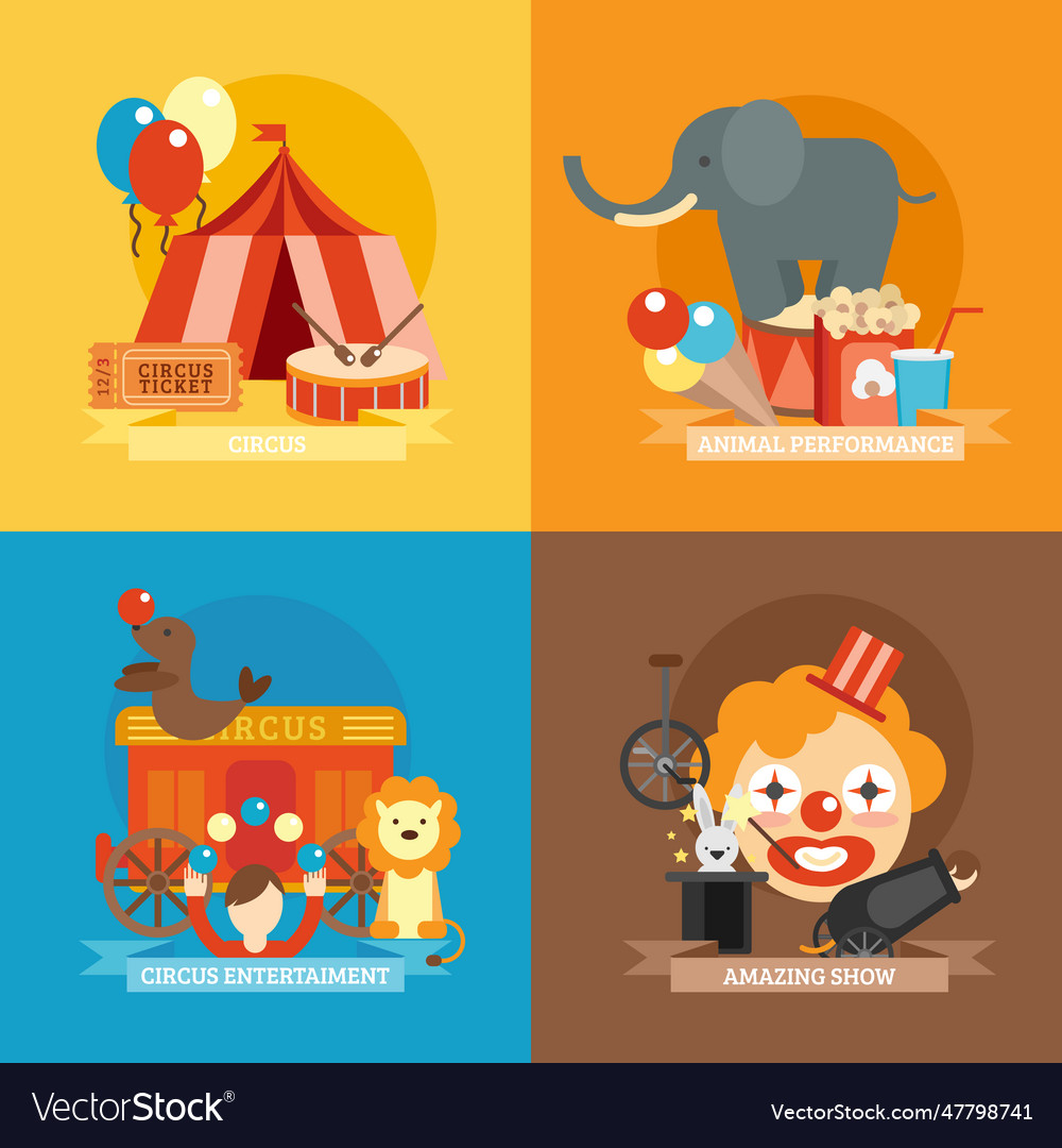 Circus flat set circus flat set Royalty Free Vector Image