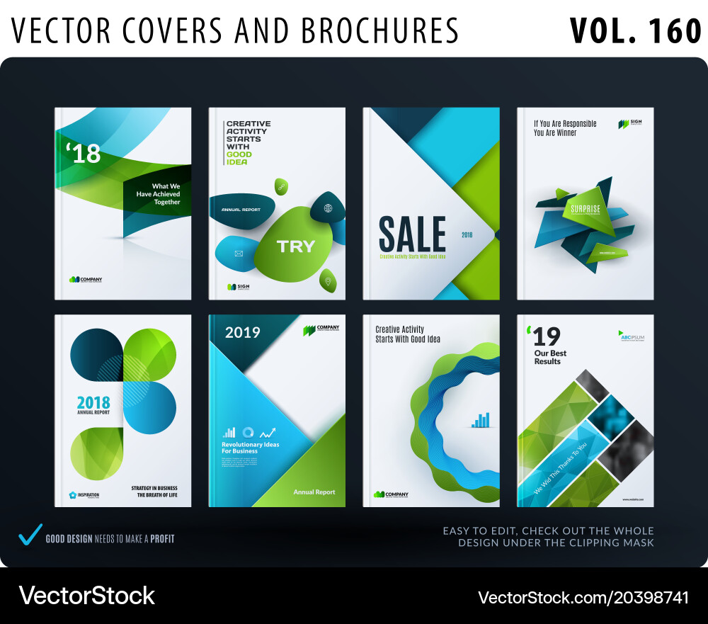 Creative design of brochure set abstract annual Vector Image