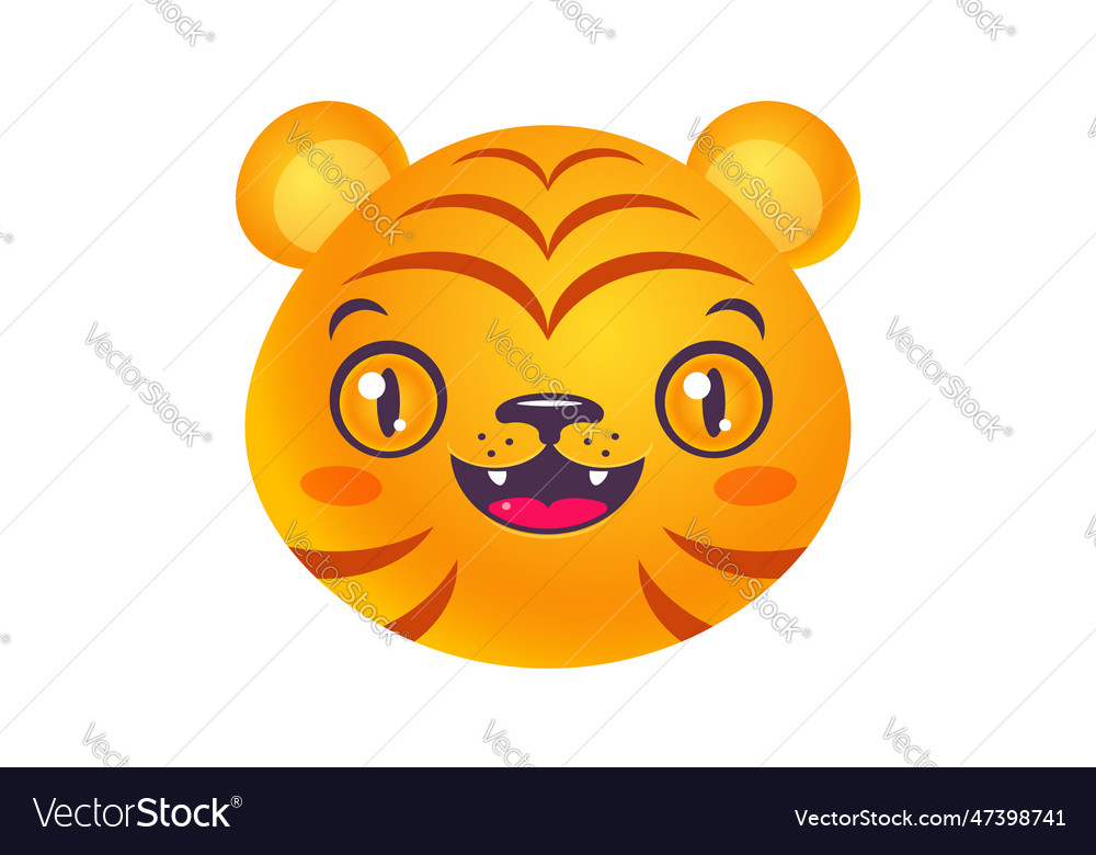 Kawaii tiger head tiger emoji Royalty Free Vector Image