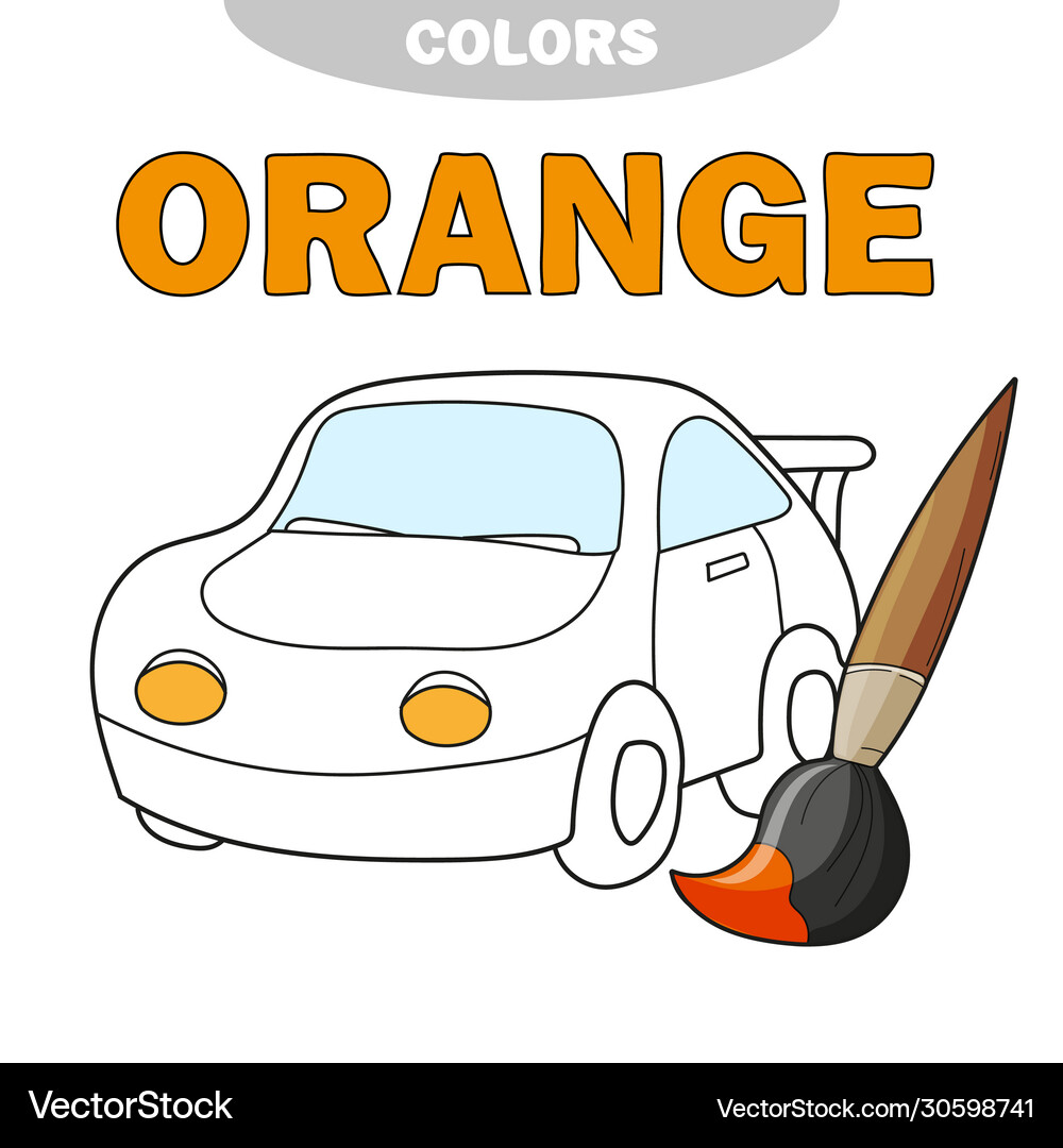 Learn colors coloring book with car page Vector Image
