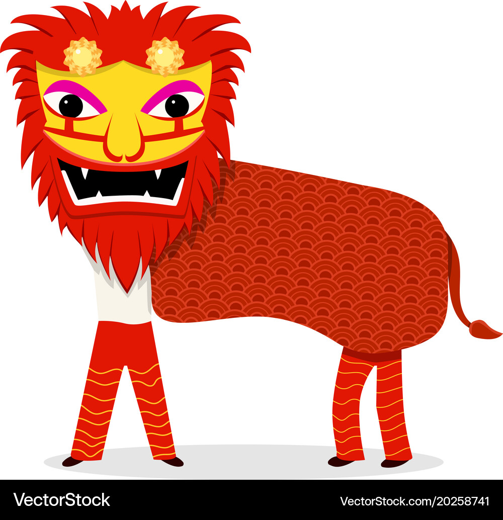 Lion dance isolated on white in cartoon Royalty Free Vector