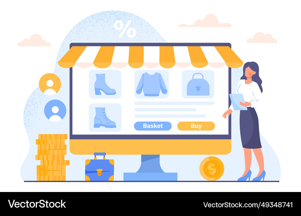 Online business shop concept Royalty Free Vector Image