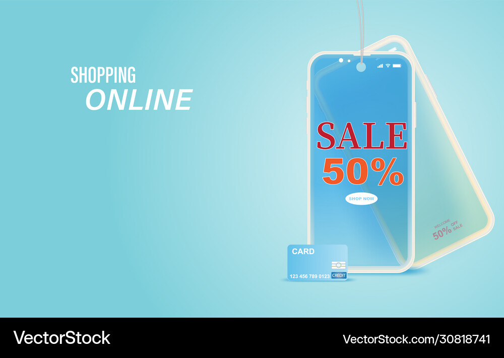 Online shopping smartphone open internet shop Vector Image