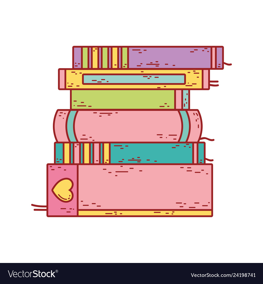 Pile text books day celebration Royalty Free Vector Image