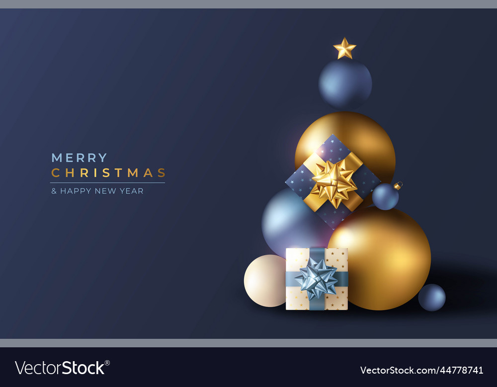 Realistic 3d christmas background with blue Vector Image