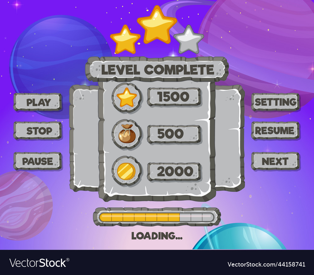 Space game background template and elements Vector Image