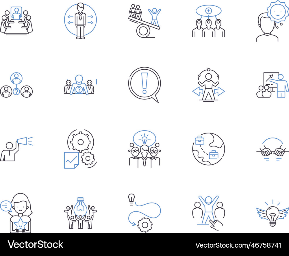 Top management outline icons collection Royalty Free Vector
