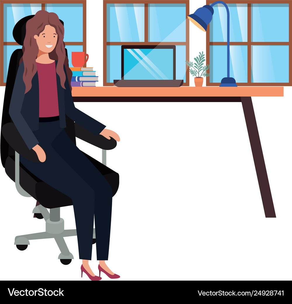 Woman working in office avatar character Vector Image