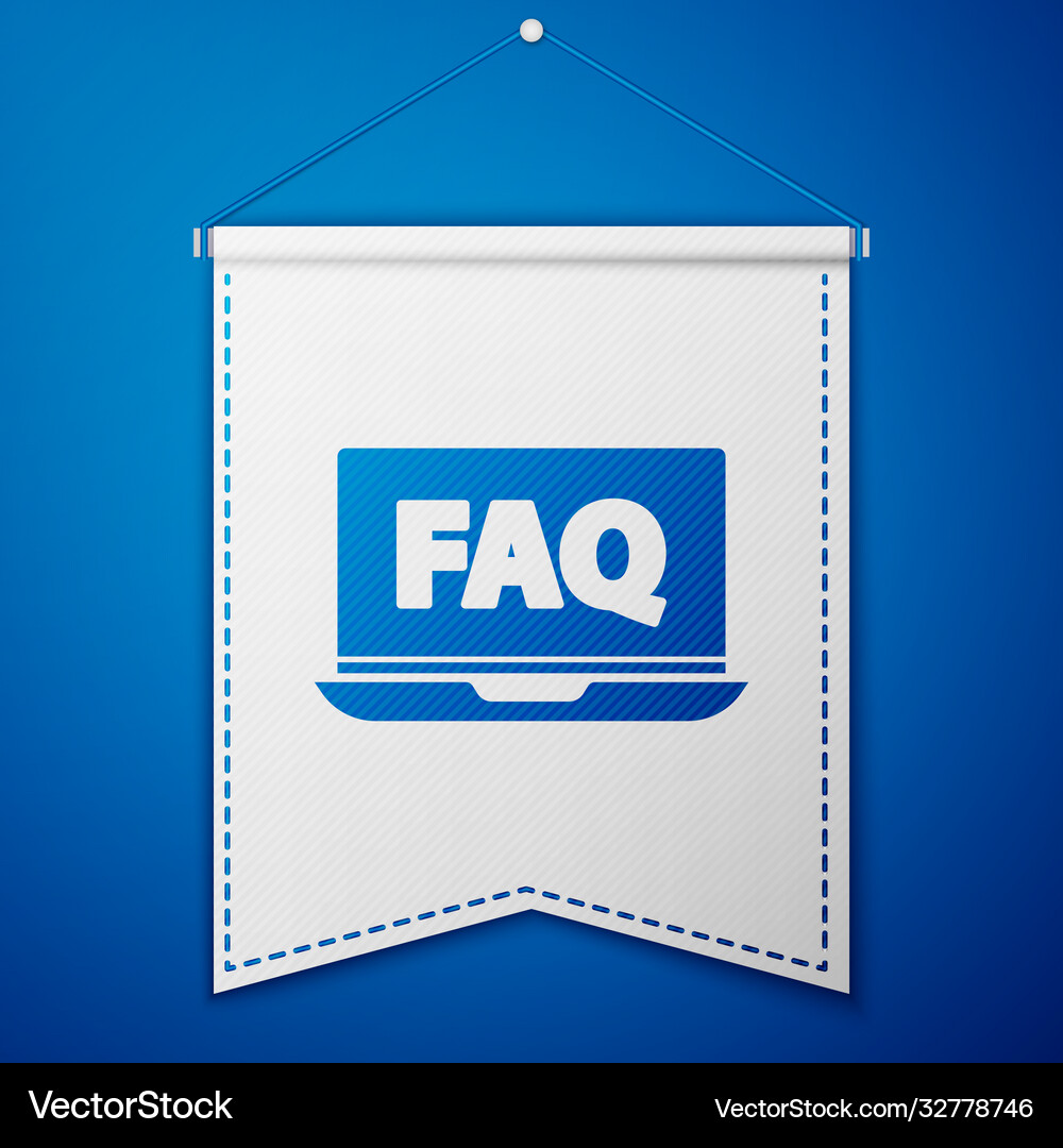 Blue laptop and faq icon isolated on Royalty Free Vector
